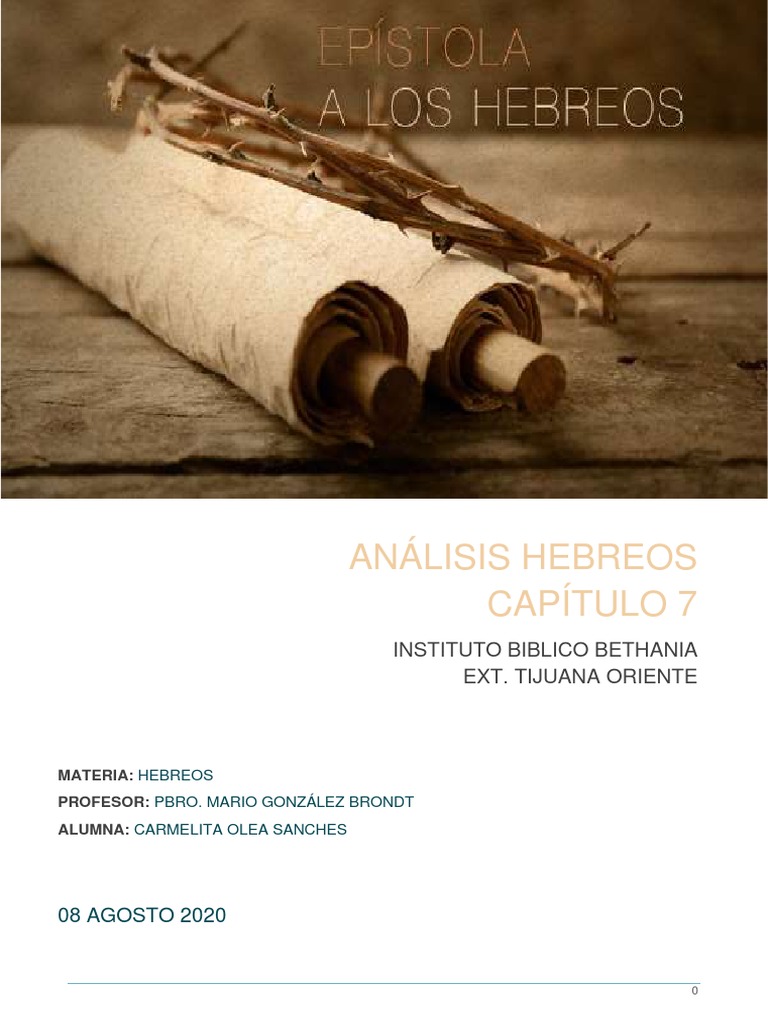 Analisis Hebreos Capitulo 7 (08 Agosto 2020) | PDF