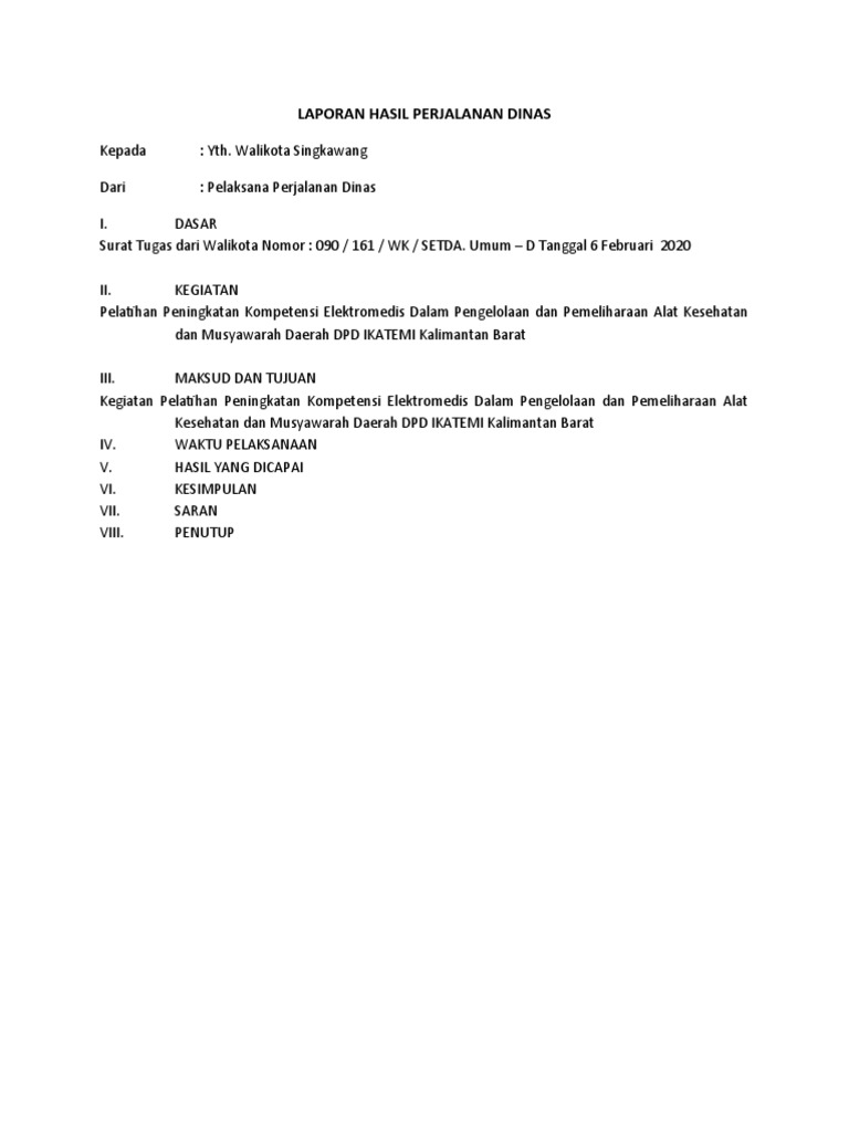 Laporan Hasil Perjalanan Dinas | PDF