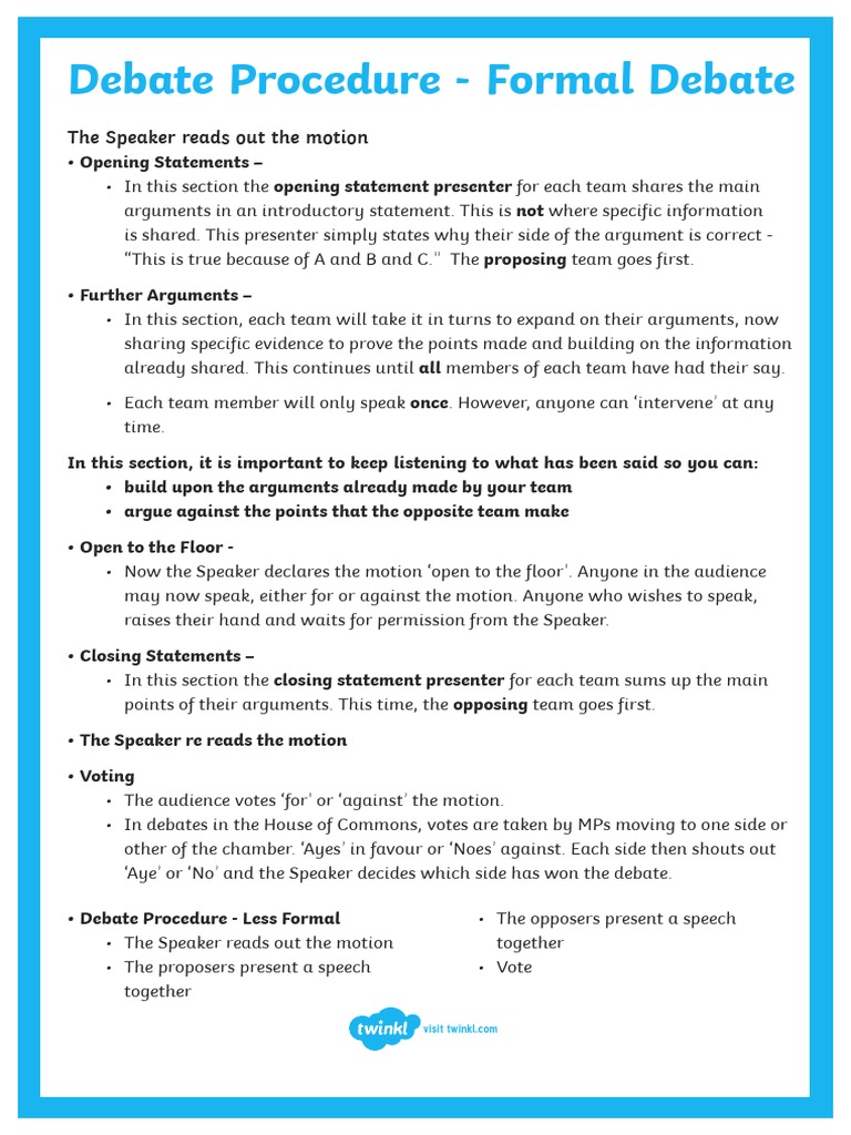 Debate Procedure | PDF