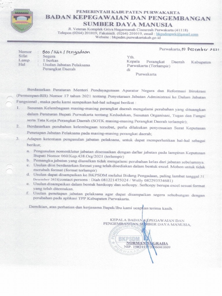 Permohonan Usulan Data Jabatan Pelaksana | PDF