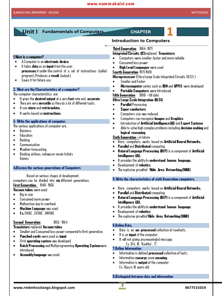 Namma - Kalvi - 11th - Computer - Science - Volume - 1 - Guide - em - 215024 (Dragged) | PDF ...