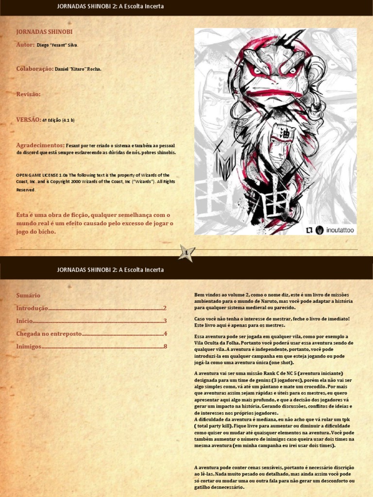 Jornadas - Shinobi - 2 - A - Escolta - Incerta - Shinobi No Sho, História Pronta | PDF | Irã