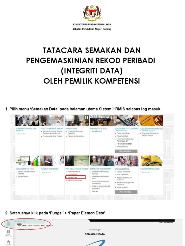 Tatacara Semakan Dan Pengemaskinian Rekod Peribadi Di Dalam Sistem