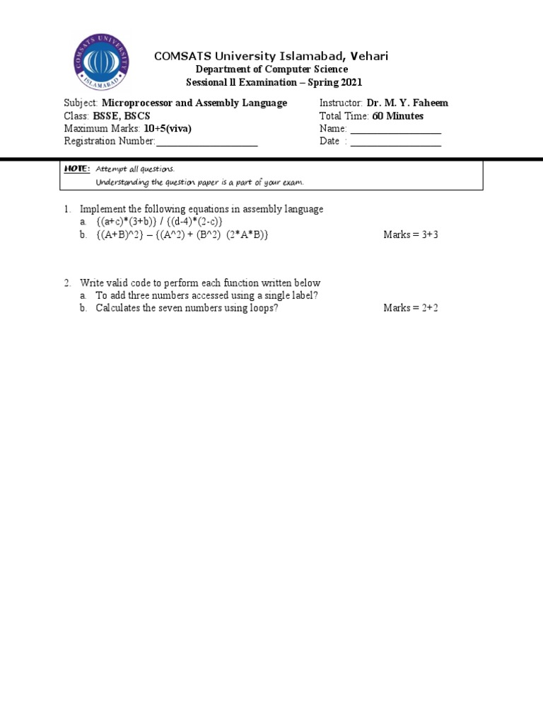 Microprocessor and assembly language | PDF