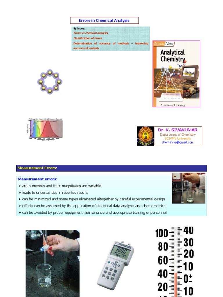 Dr. KS - Errors in Chemical Analysis PDF | PDF | Standard Deviation ...