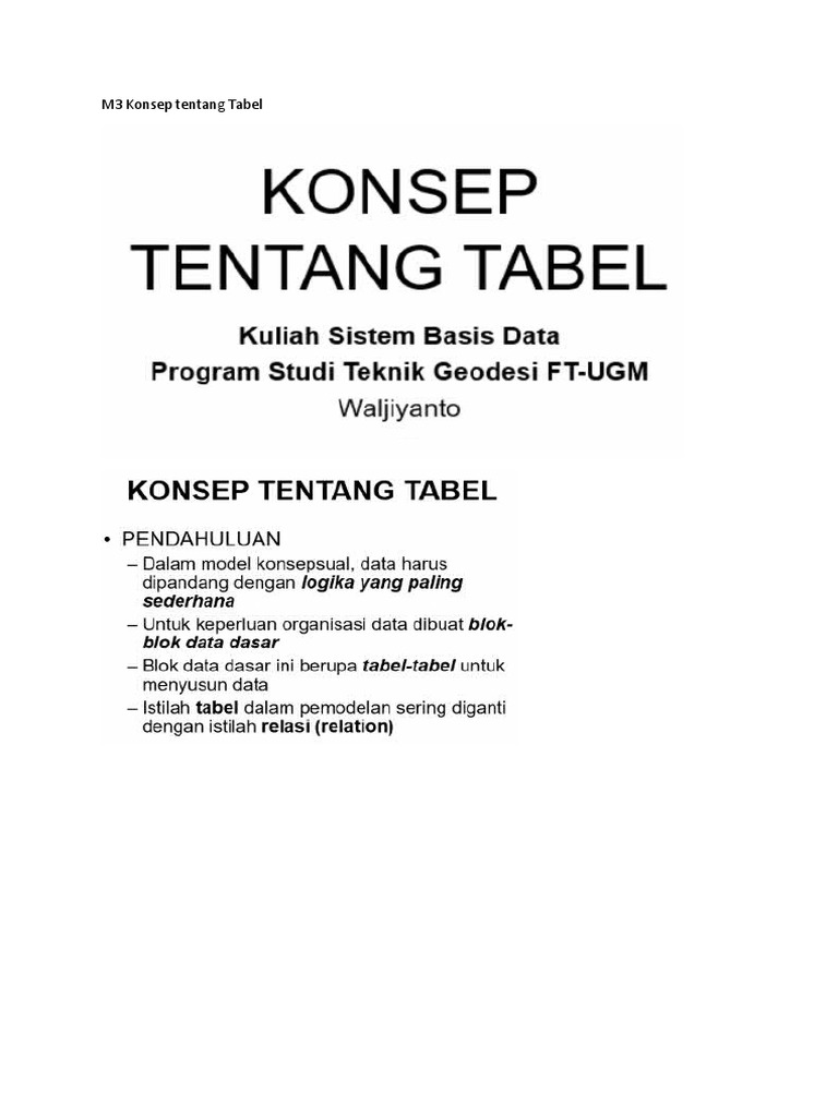 M3 Konsep Tentang Tabel | PDF