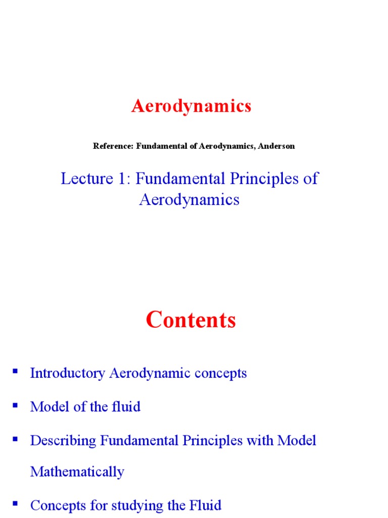 Lec 1 Aerodynamics - Fundamental Principles of Aerodynamics | PDF ...