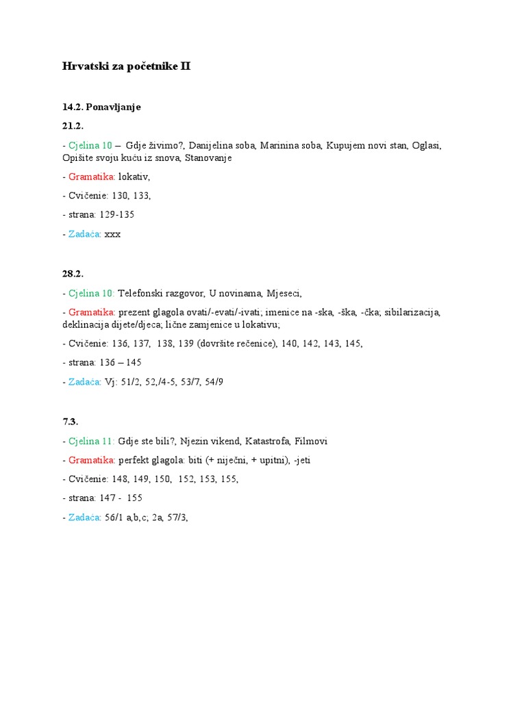 Hrvatski Za Pocetnike II | PDF