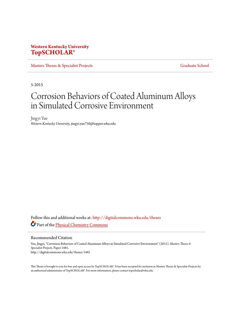 Corrosion Behaviors of Coated Aluminum Alloys | PDF | Corrosion | Anode