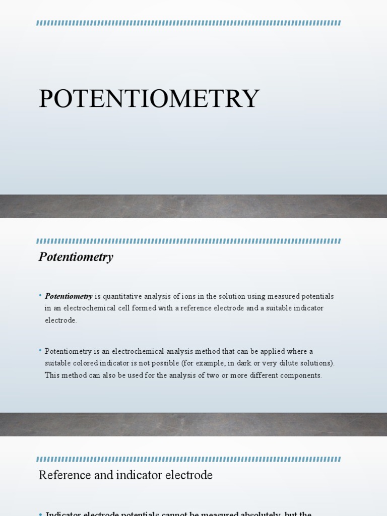 Potentiometry | PDF | Electrode | Electrochemistry