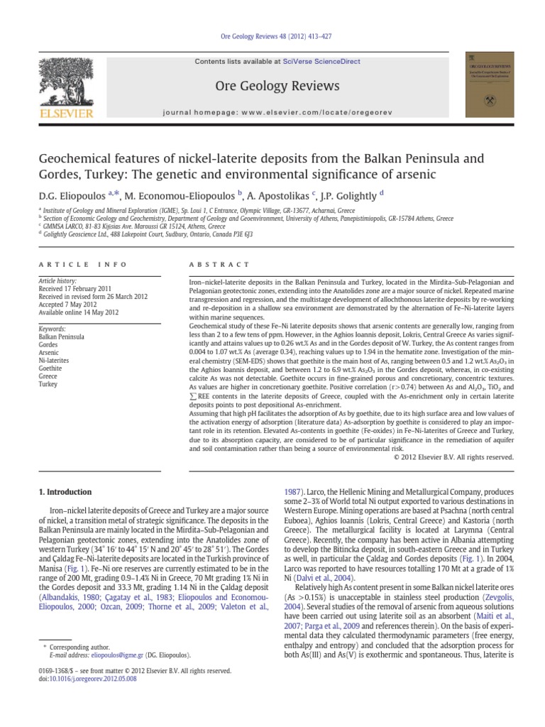 Geochemical Features of Nickel Laterite PDF | PDF