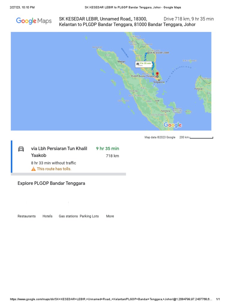 SK KESEDAR LEBIR To PLGDP Bandar Tenggara, Johor - Google Maps Hubby | PDF