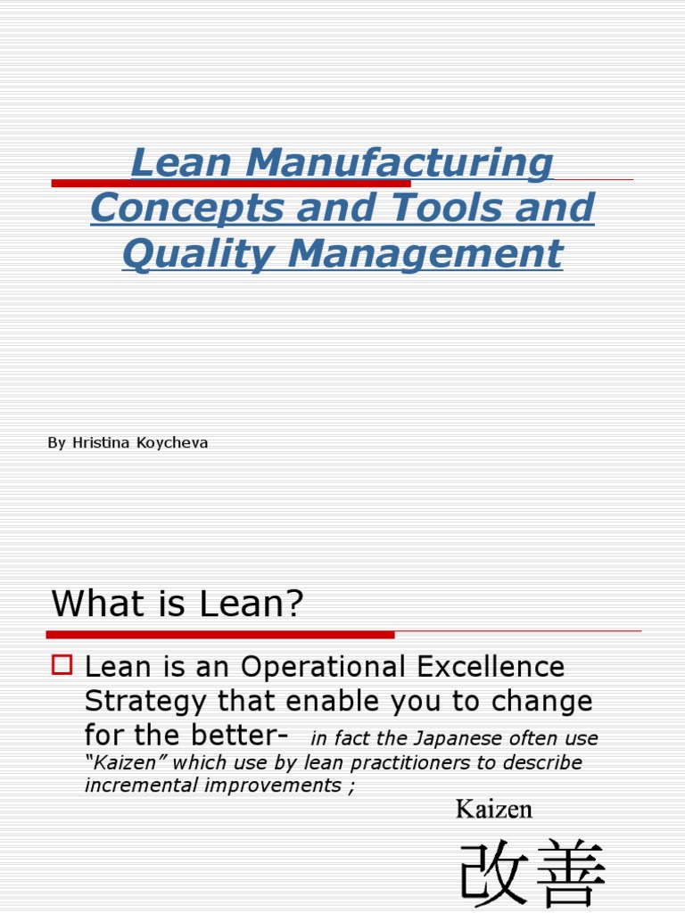 Lean Manufacturing Concepts and Tools and Quality Management | Download Free PDF | Lean ...