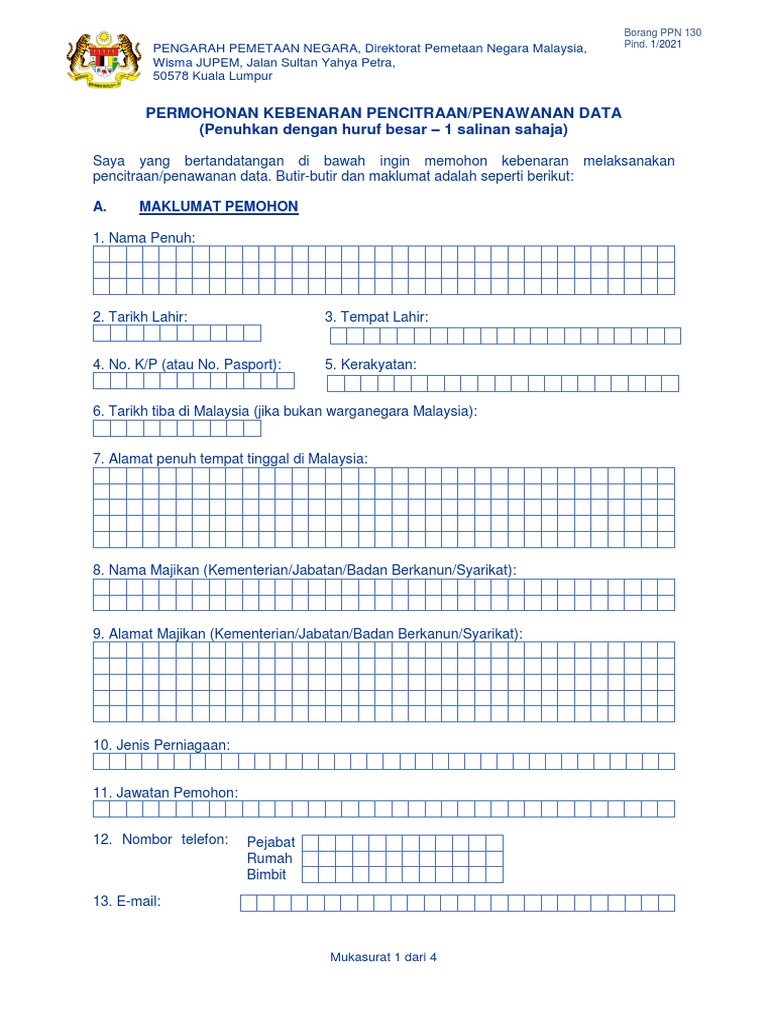 JUPEM 20210317144506-4d063-Borang-Ppn130-Pindaan-1-2021 | PDF