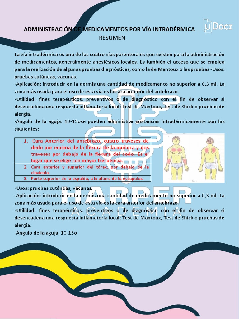 Administración de Medicamentos Por Vía Intradérmica | PDF