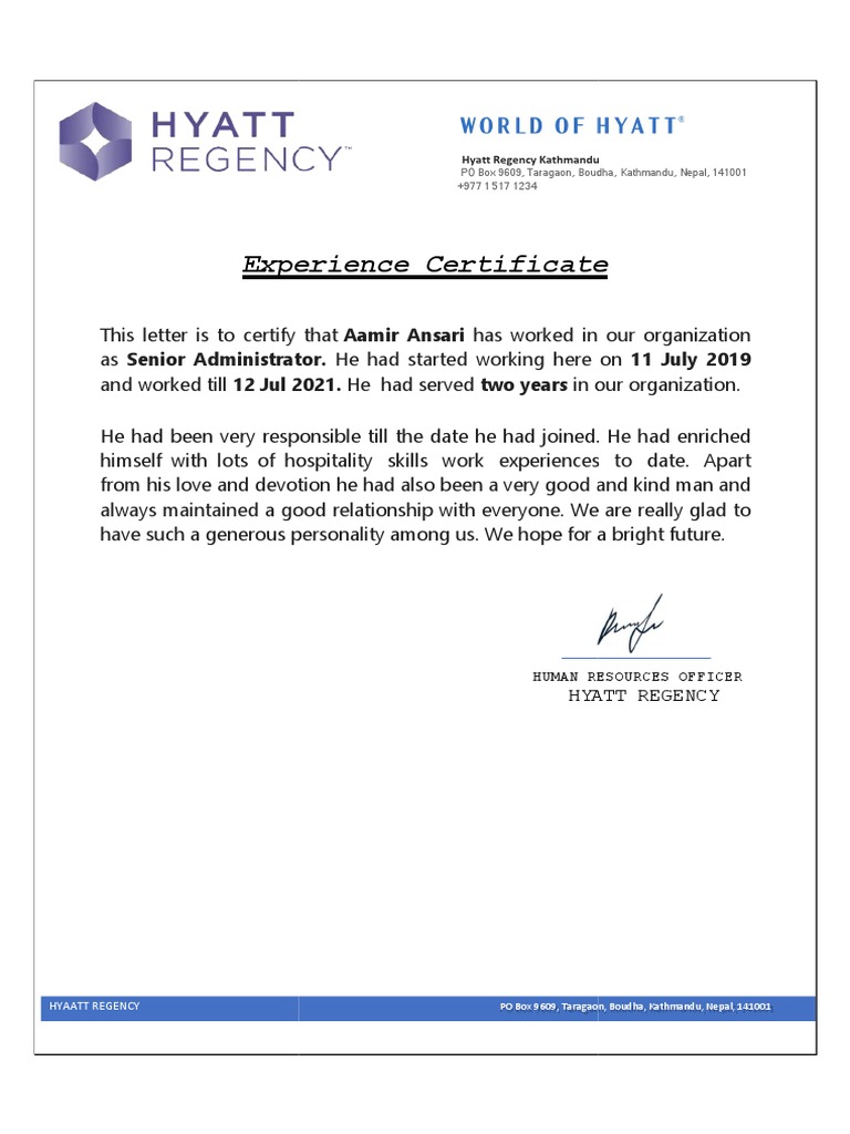 Experience Letter | PDF