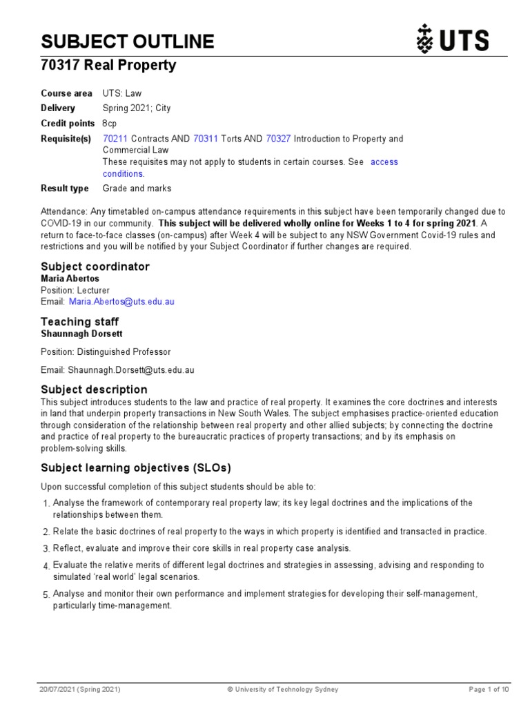 Real Property Subject Outline PDF | PDF | Educational Assessment ...