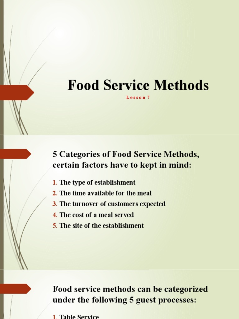 5 Food Service Methods Explained | PDF | Cafeteria | Buffet