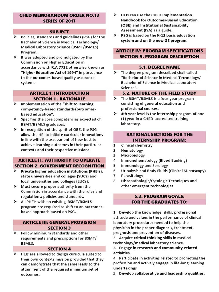 Ched Memorandum Order No.13 Series of 2017 PDF | PDF | Medicine ...