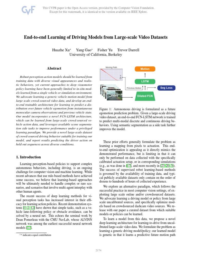 End-To-End Learning of Driving Models From Large-Scale Video Datasets ...