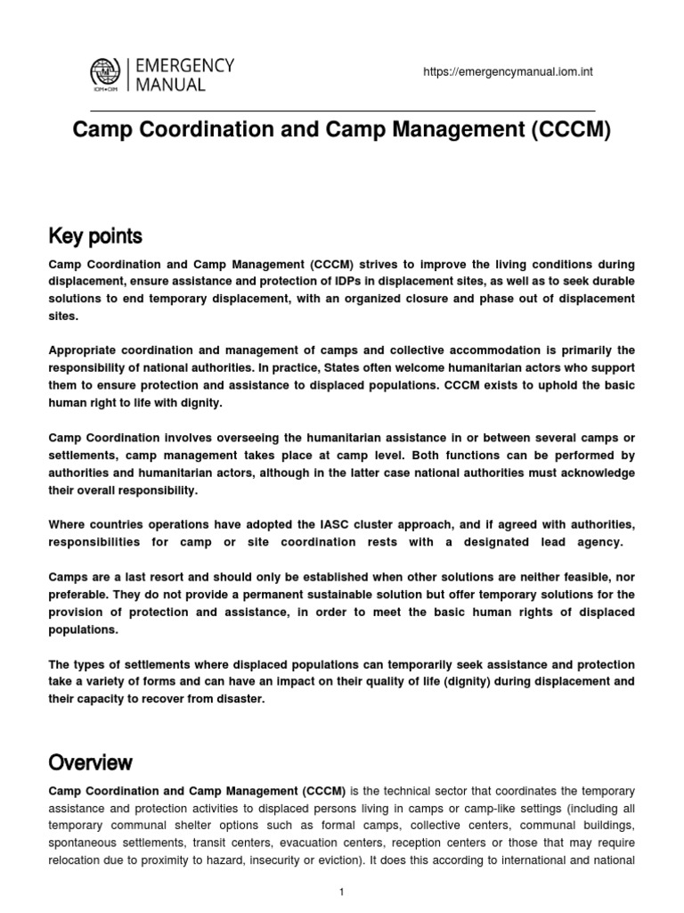 CCCM Training for Displaced Populations | PDF | Internally Displaced ...