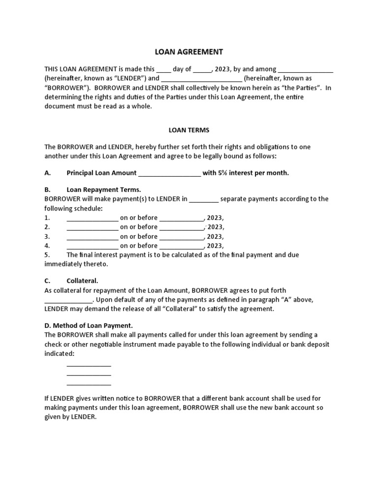 Loan Agreement | PDF | Loans | Interest