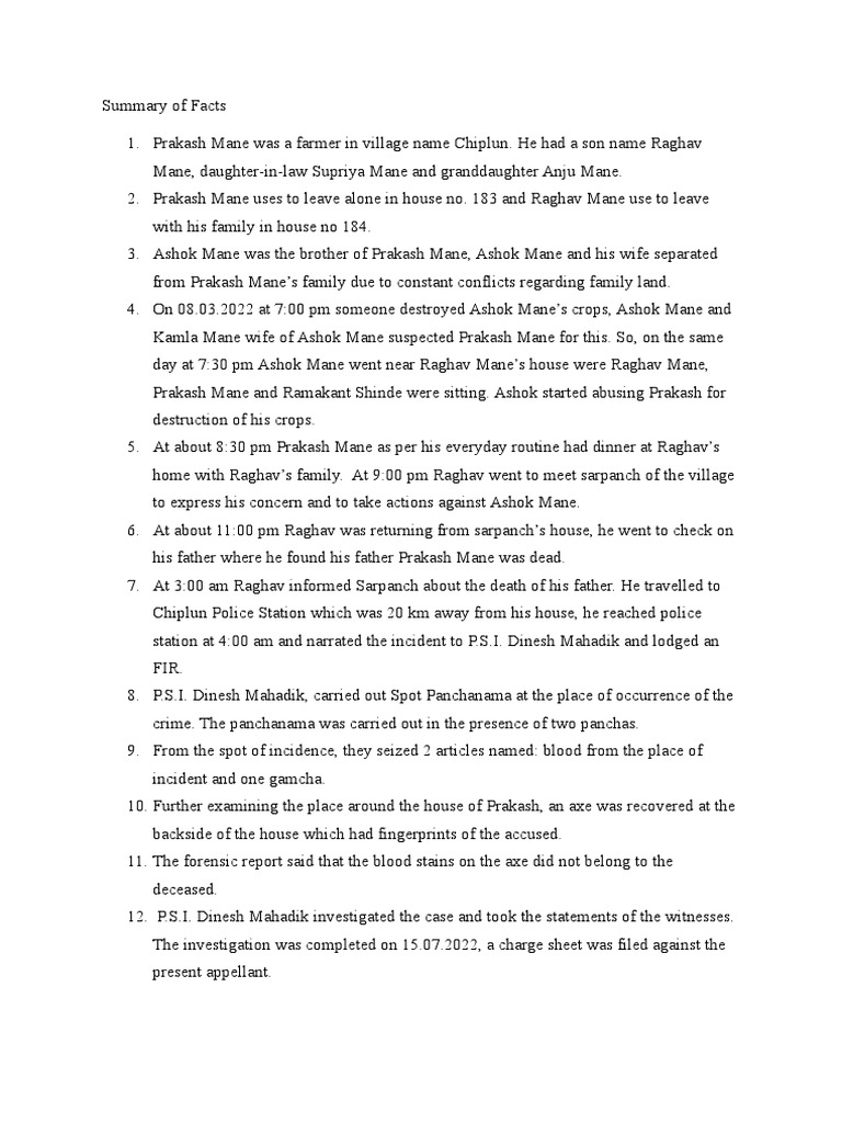 Summary of Facts | PDF | Judgment (Law) | Circumstantial Evidence