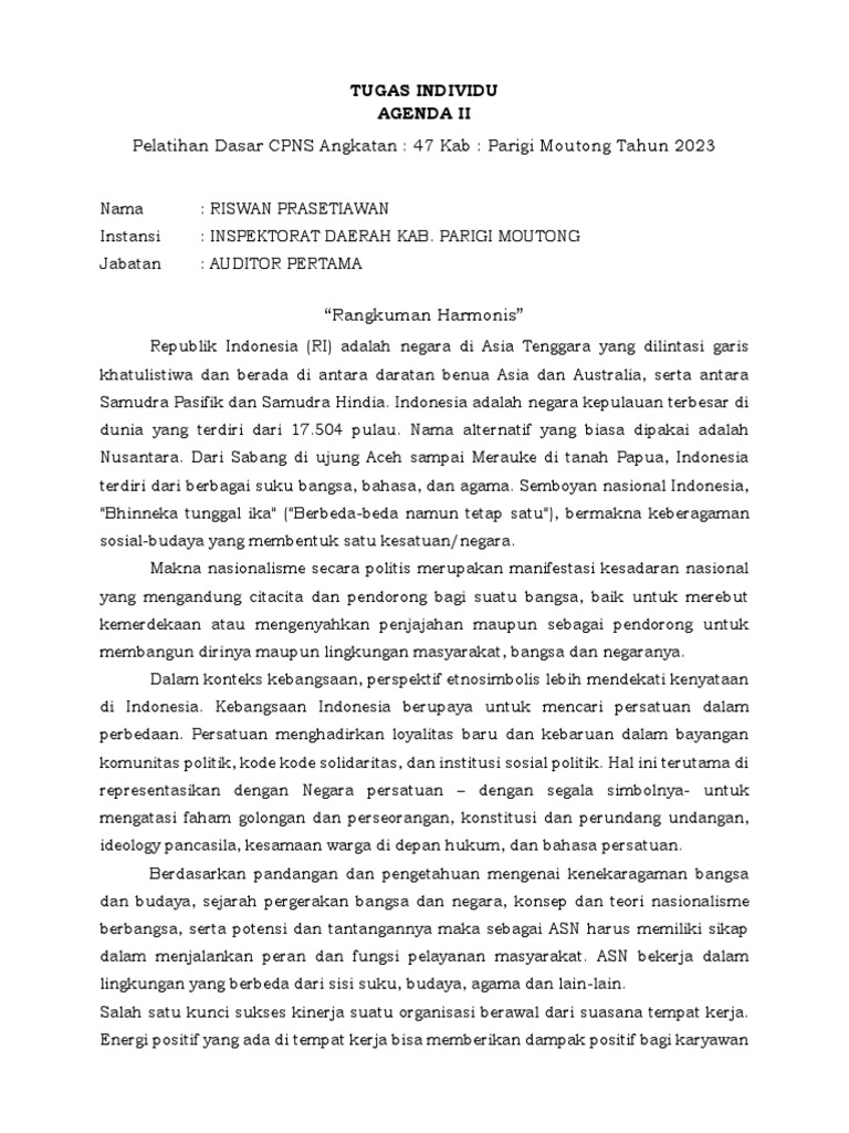Tugas Individu Rangkuman Modul Harmonis | PDF