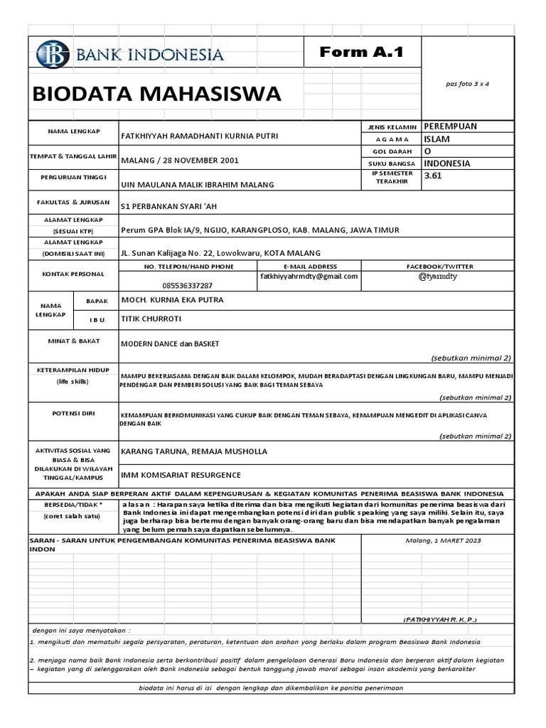 Form-A1 - FATKHIYYAH RKP | PDF
