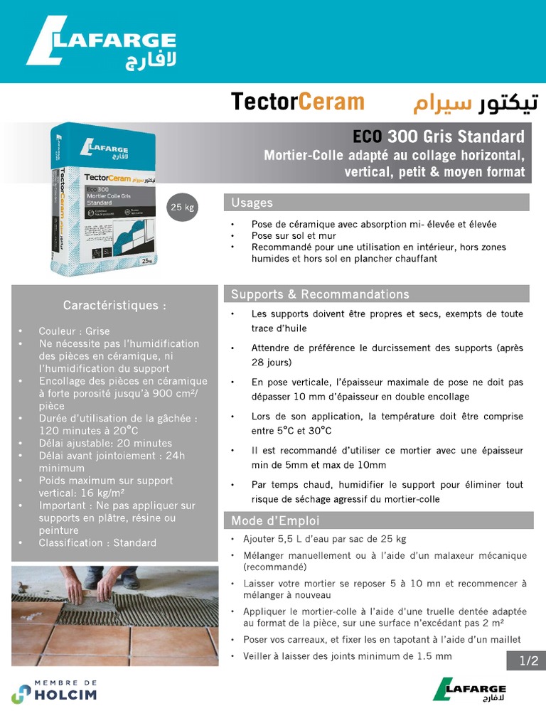 FT Ciment Colle Lafarge Tectorceram | PDF