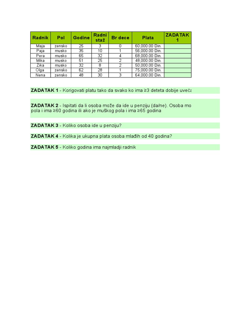 Excel Zadaci2 | PDF