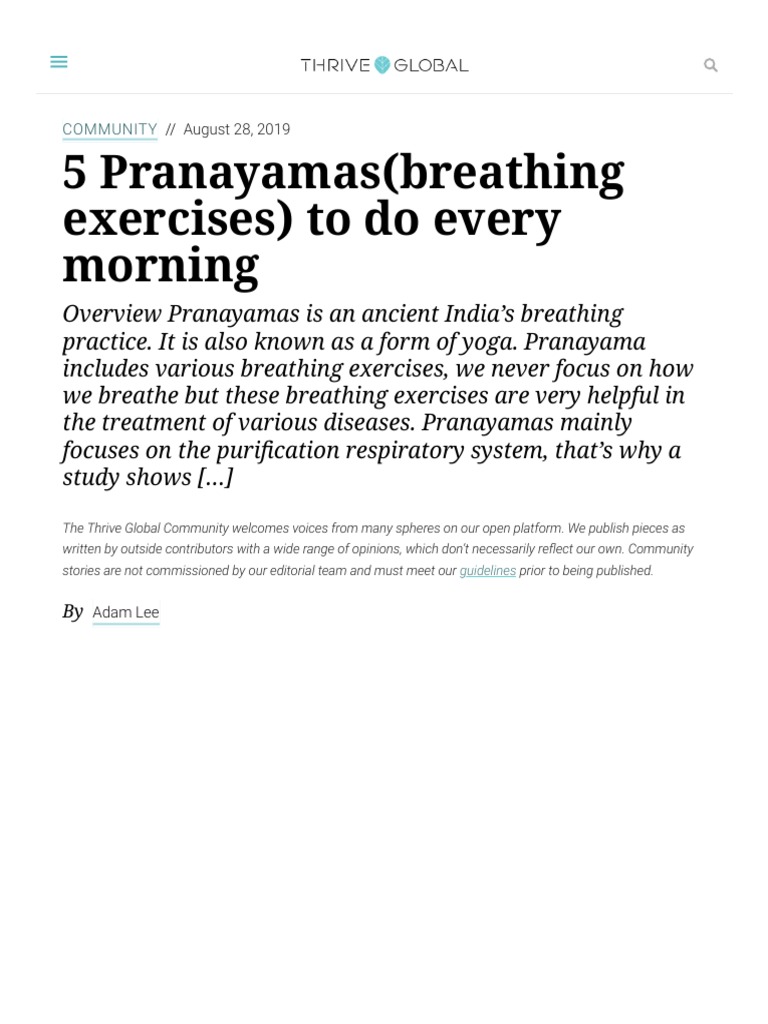5 Pranayamas (Breathing Exercises) To Do Every Morning PDF | PDF ...