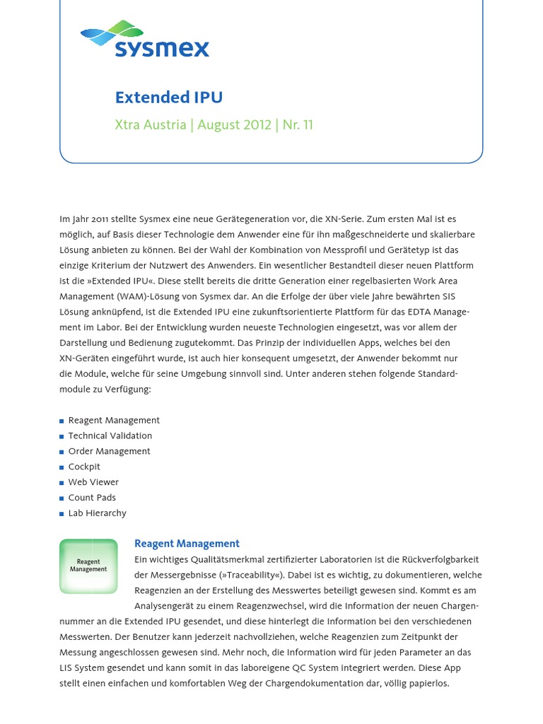 Sysmex Extended IPU | PDF