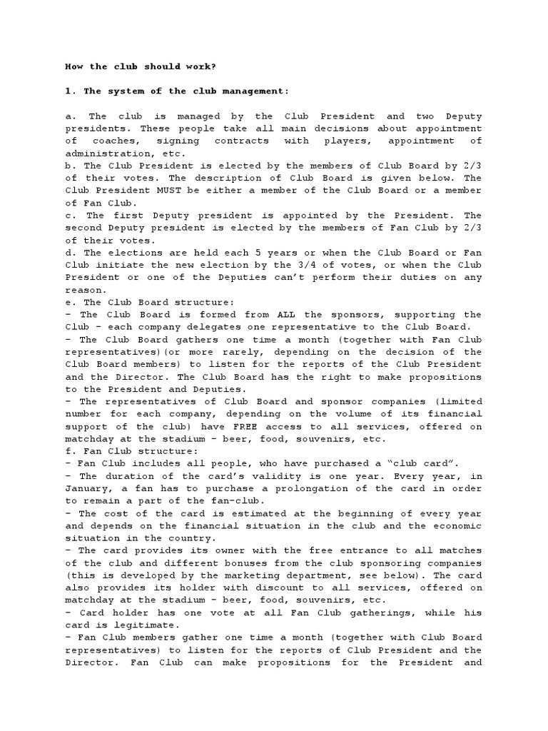 How The Club Should Work | PDF | Marketing | Economies How The Club Should Work | PDF | Marketing | Economies