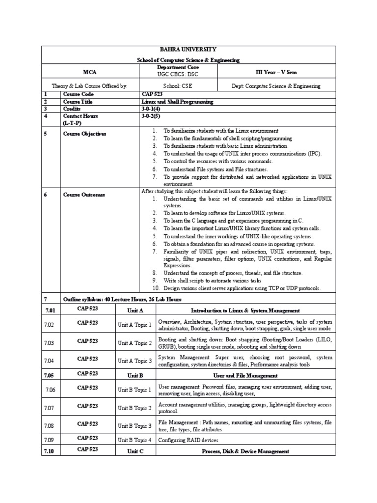 Linux Syllabus | PDF | Unix | Booting