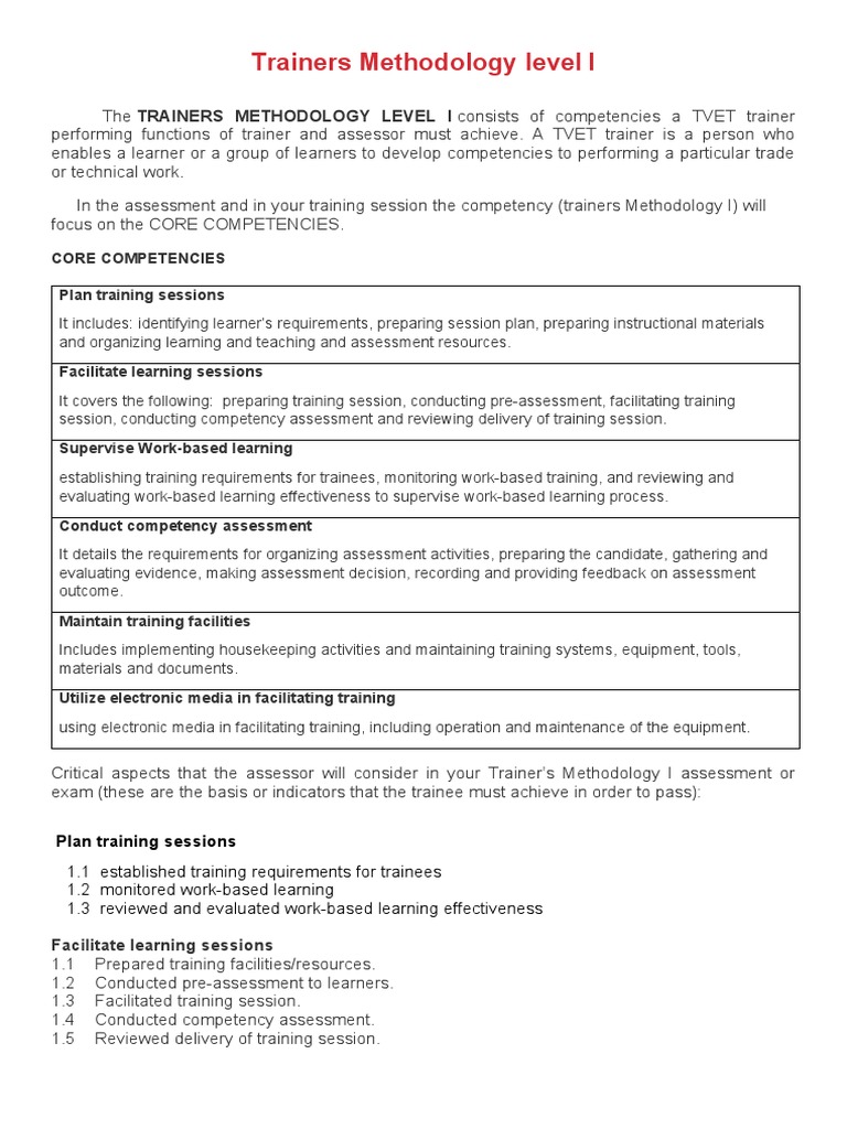 ED TM1 Trainers Methodology Level I | PDF | Learning | Methodology
