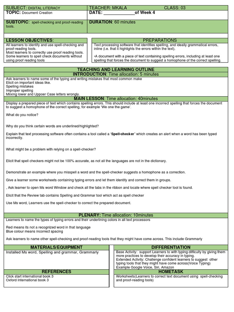 Year 3 Ict Lesson Plan Week 4 and 5 PDF | PDF | Microsoft Word | Computing