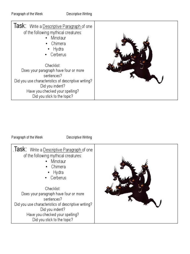 Descriptive Writing: Mythical Creatures | PDF
