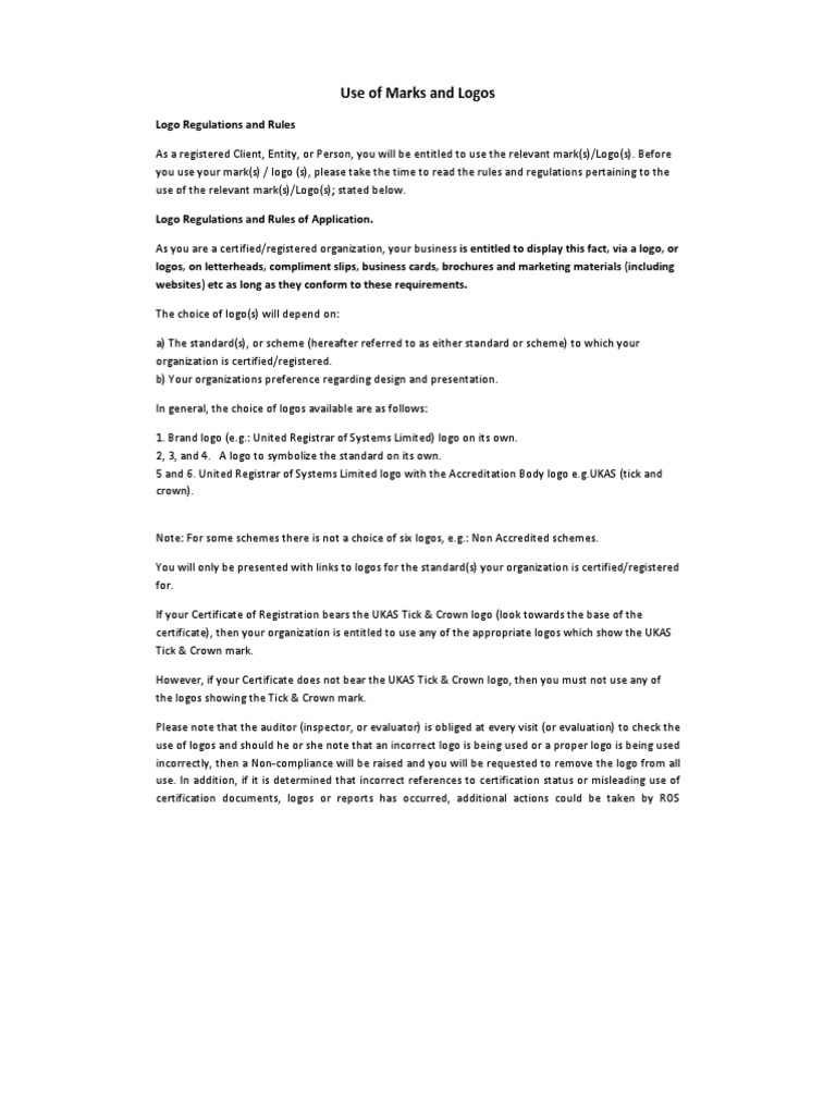 Guidelines for Logo Usage and Regulations | PDF | Regulatory Compliance ...