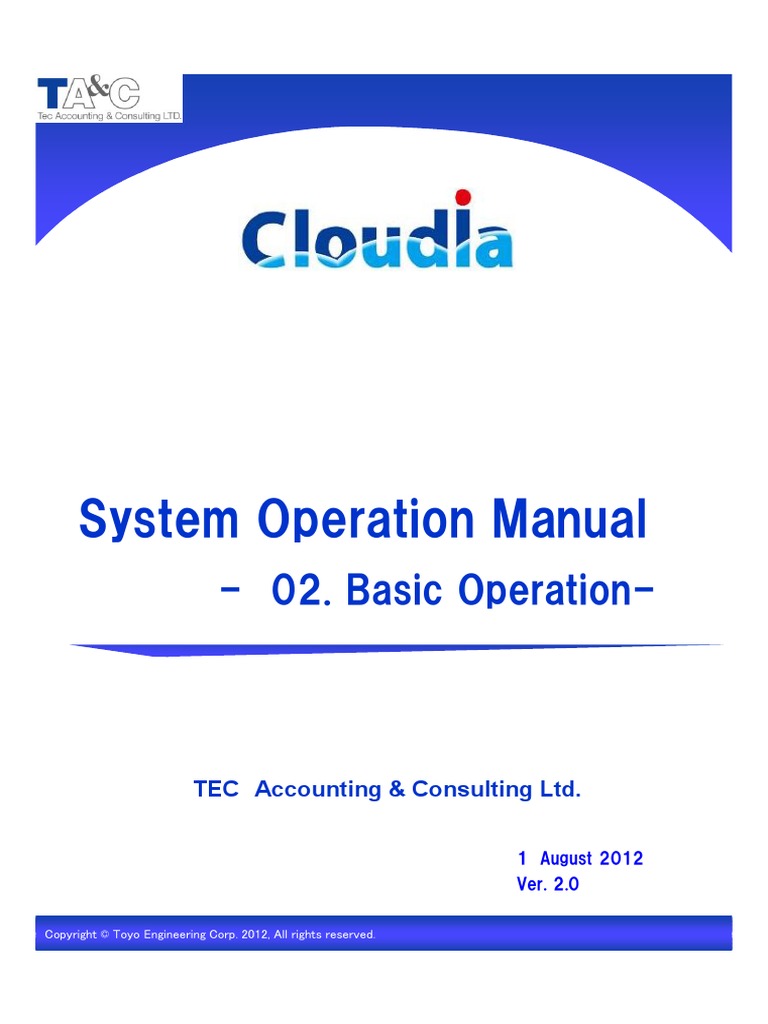 Cloudia Operation Manual 02 Basic | PDF | Debits And Credits ...