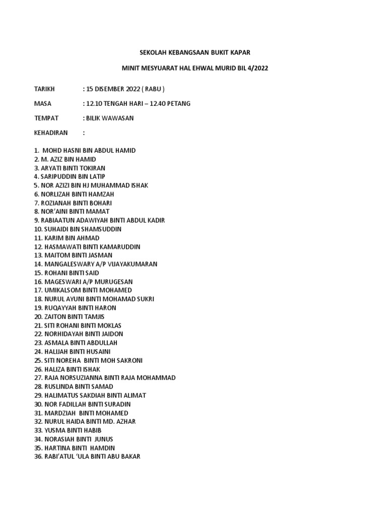 Minit Mesyuarat HEM 4 2022 PDF | PDF