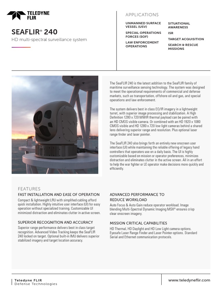 SeaFLIR 240-Datasheet-A4 PDF | PDF | Infrared | Radar