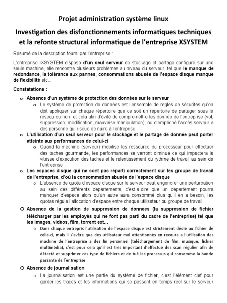 Projet d'Administration Système Linux | PDF | Serveur (Informatique ...