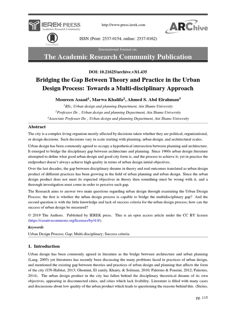 Bridging The Gap Between Theory And Practice In The Urban Design