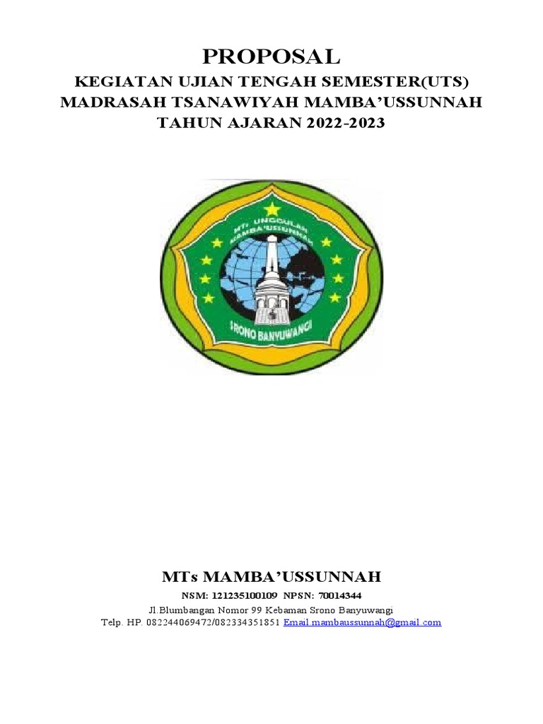 Proposal Uts Ganjil 2021 (Mambaussunnah | PDF | Karier & Perkembangan