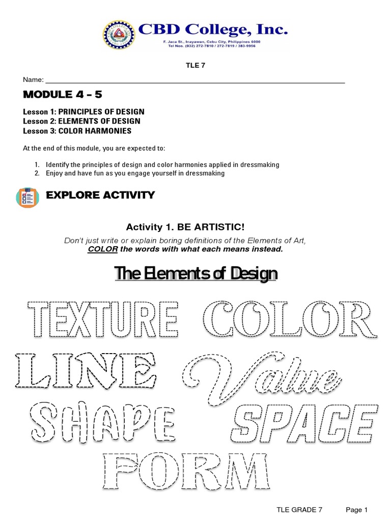 Module 4 - 5 in TLE 7 | PDF | Color | Dress