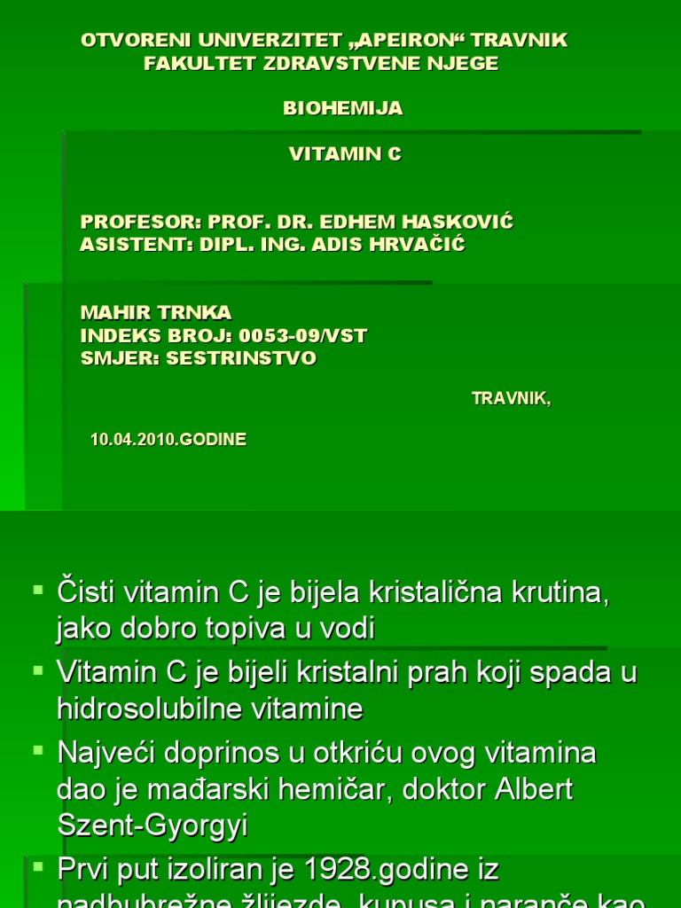 Prezentacija - Vitamin C | PDF