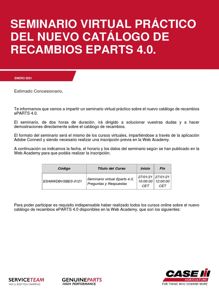 Seminario Virtual ePARTS 4.0 Enero 2021 | PDF | Informática | Software