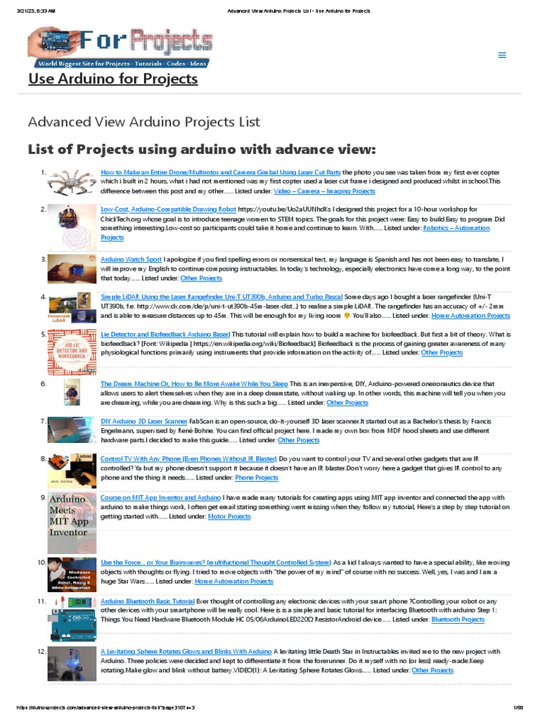 Advanced View Arduino Projects List - Use Arduino For Projects-3 | PDF ...