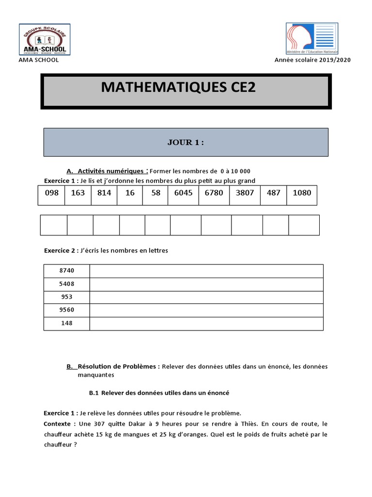 Exercices de Maths CE2 à Imprimer | PDF